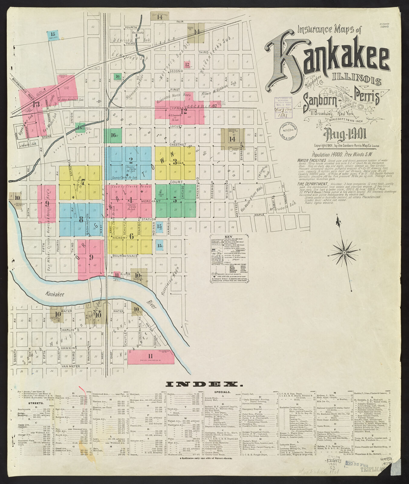 Insurance maps of Kankakee, Kankakee Co., Illinois, Aug. 1901 | Digital ...