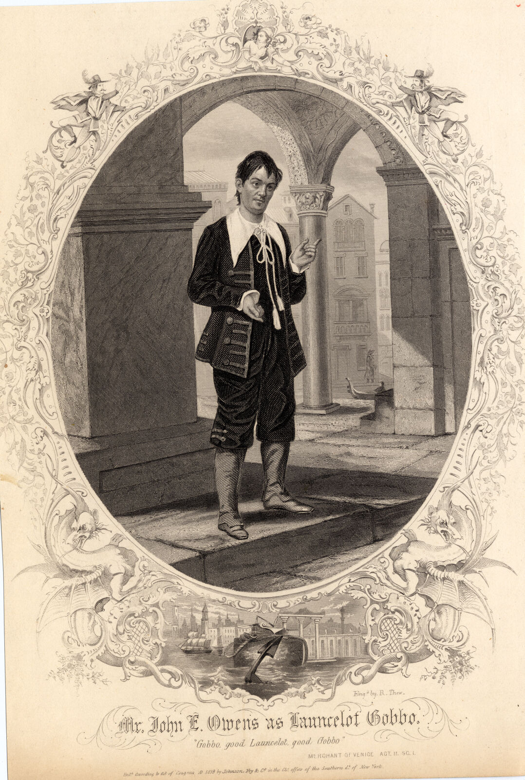 John E. Owens as Launcelot Gobbo in "The Merchant of Venice" | Digital ...