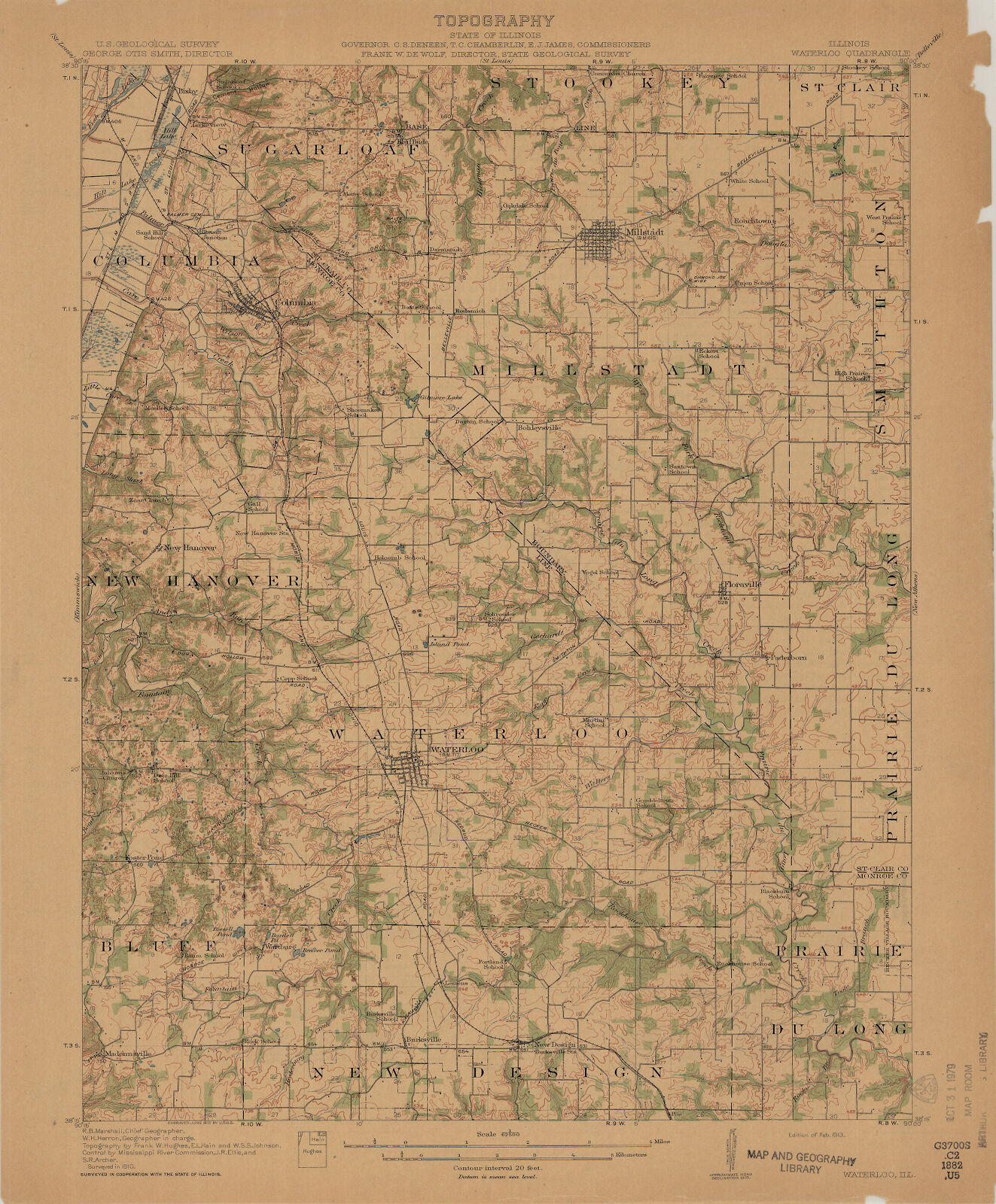 Illinois, Waterloo quadrangle : topography | Digital Collections at the ...