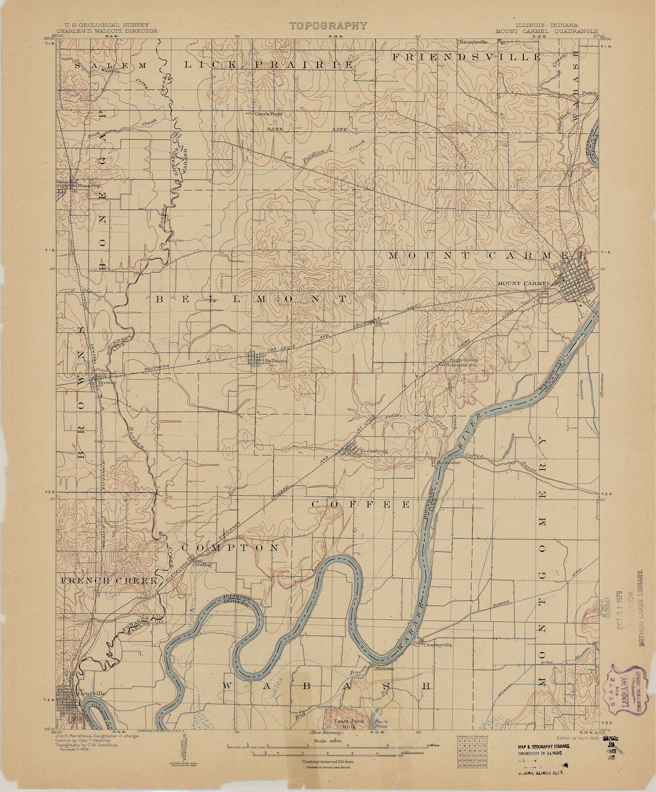 Illinois-Indiana, Mount Carmel quadrangle : topography | Digital ...