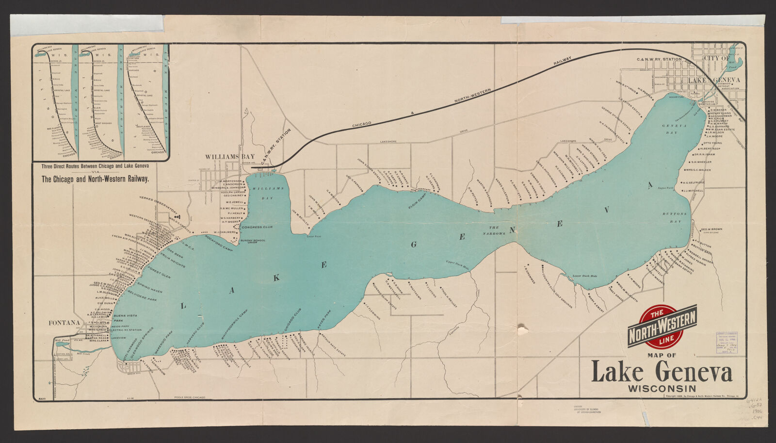 The North-Western line map of Lake Geneva, Wisconsin | Digital ...
