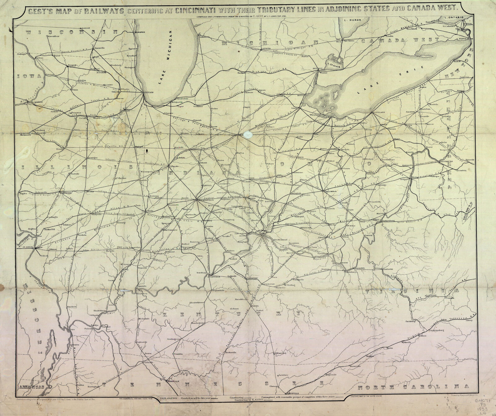 Gest's map of railways centering at Cincinnati with their tributary ...