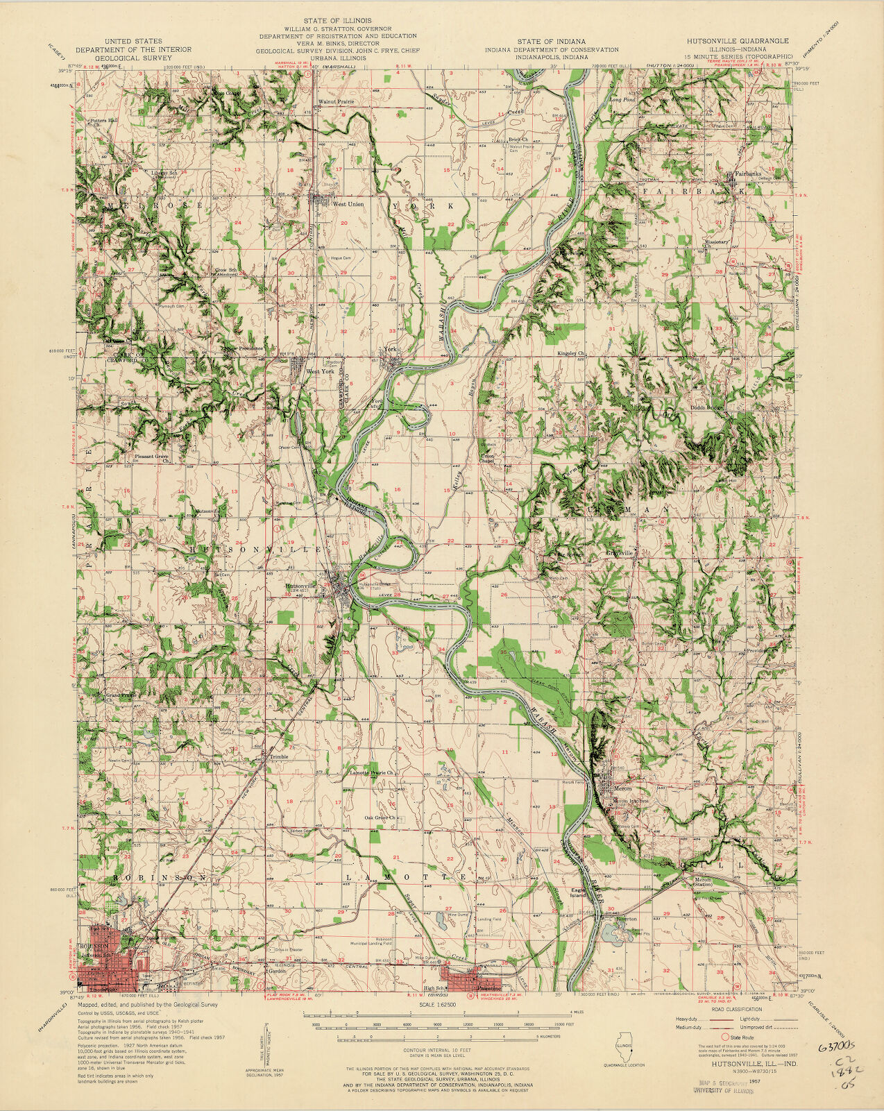 Hutsonville quadrangle, Illinois-Indiana : 15 minute series | Digital ...