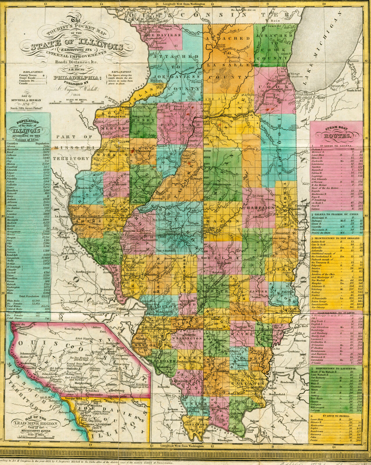 The tourist's pocket map of the state of Illinois : exhibiting its ...