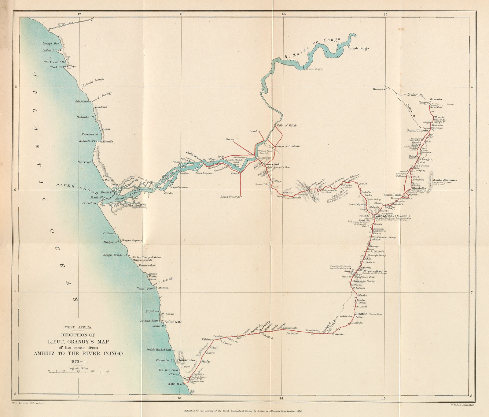 Reduction of Lieut. Grandys Map of his route from Ambriz to the River ...