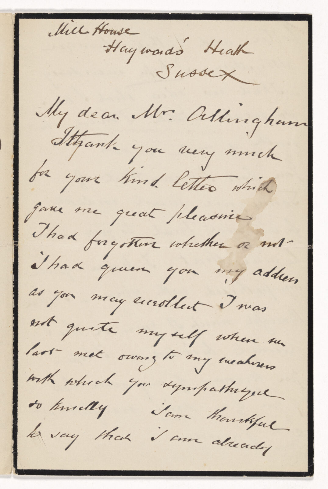 Letter from Henry George Hine to Helen Allingham, 18uu | Digital ...