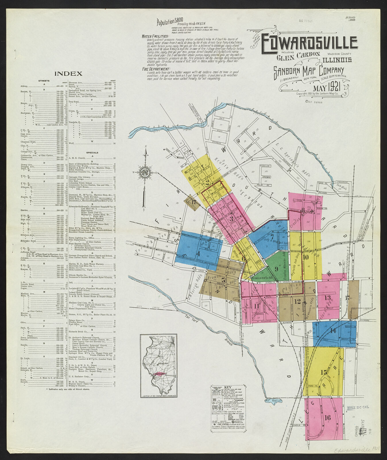 Edwardsville, including Glen Carbon, Madison County, Illinois, May 1921 ...