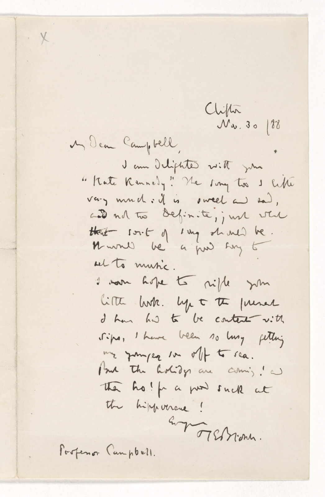 Letter from Thomas Edward Brown to Lewis Campbell, November 30, 1888 ...