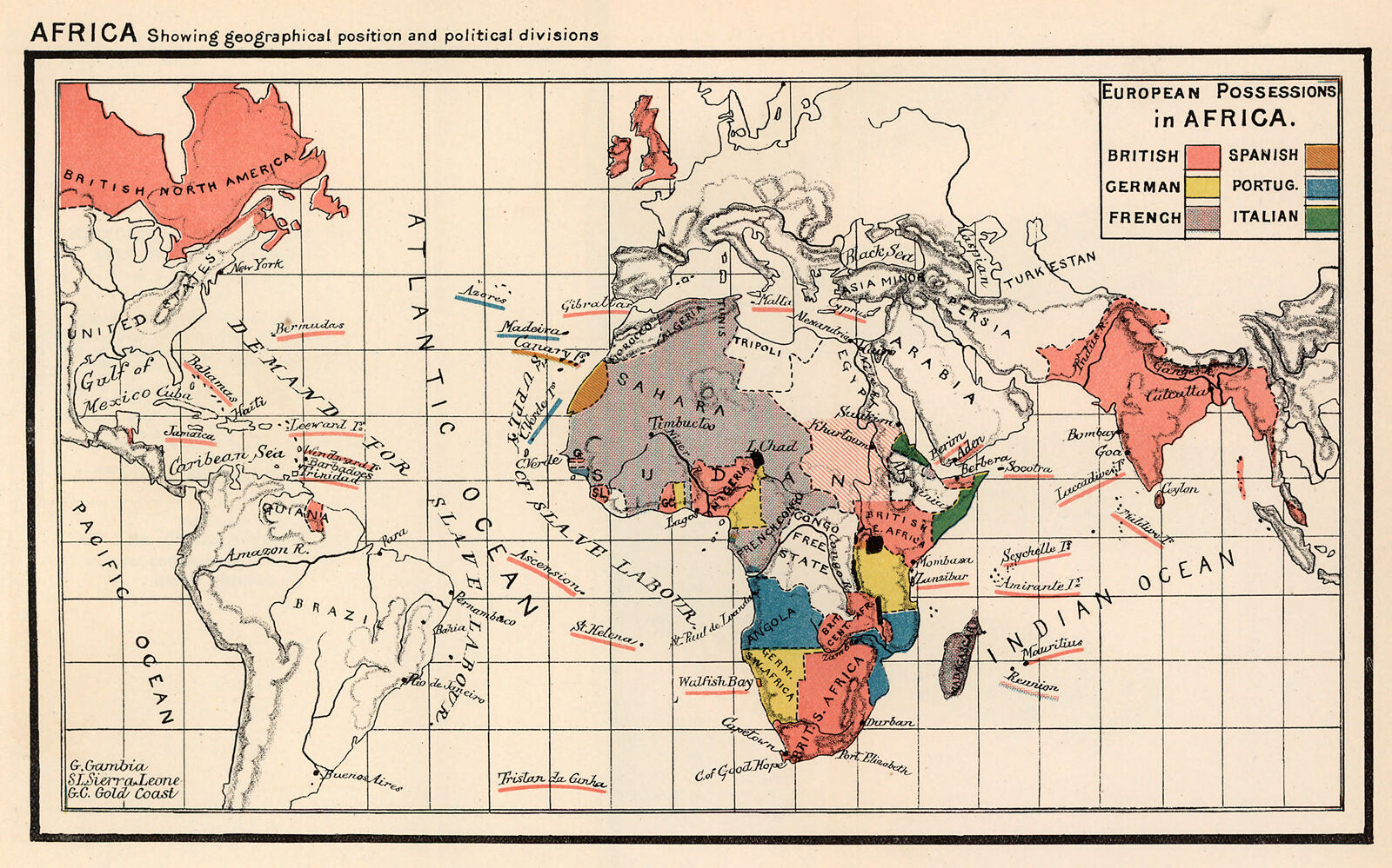 Africa showing its Geographical Position and Political Divisions ...