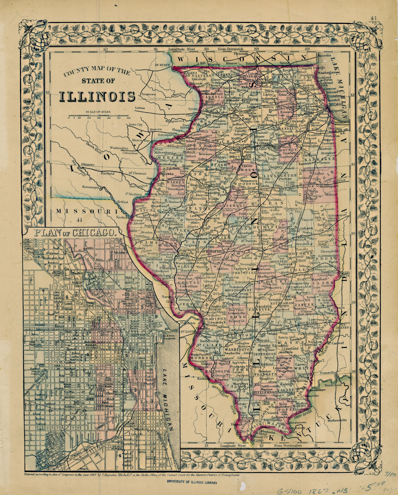 County map of the state of Illinois | Digital Collections at the ...