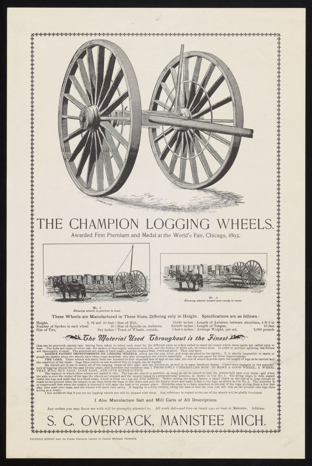 S.C. Overpack's Champion Logging Wheels advertisement | Digital ...