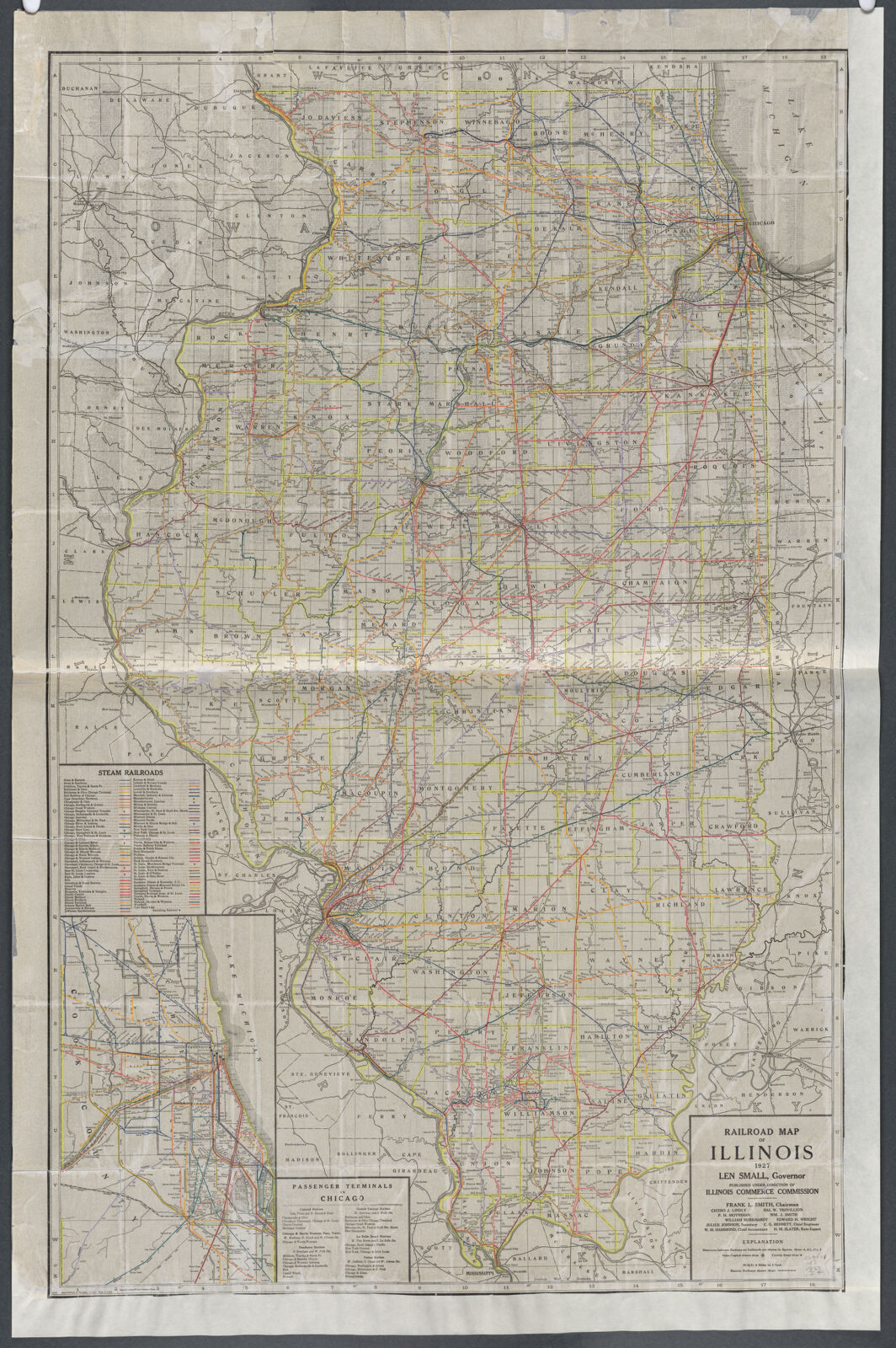 Railroad map of Illinois, 1927 | Digital Collections at the University ...