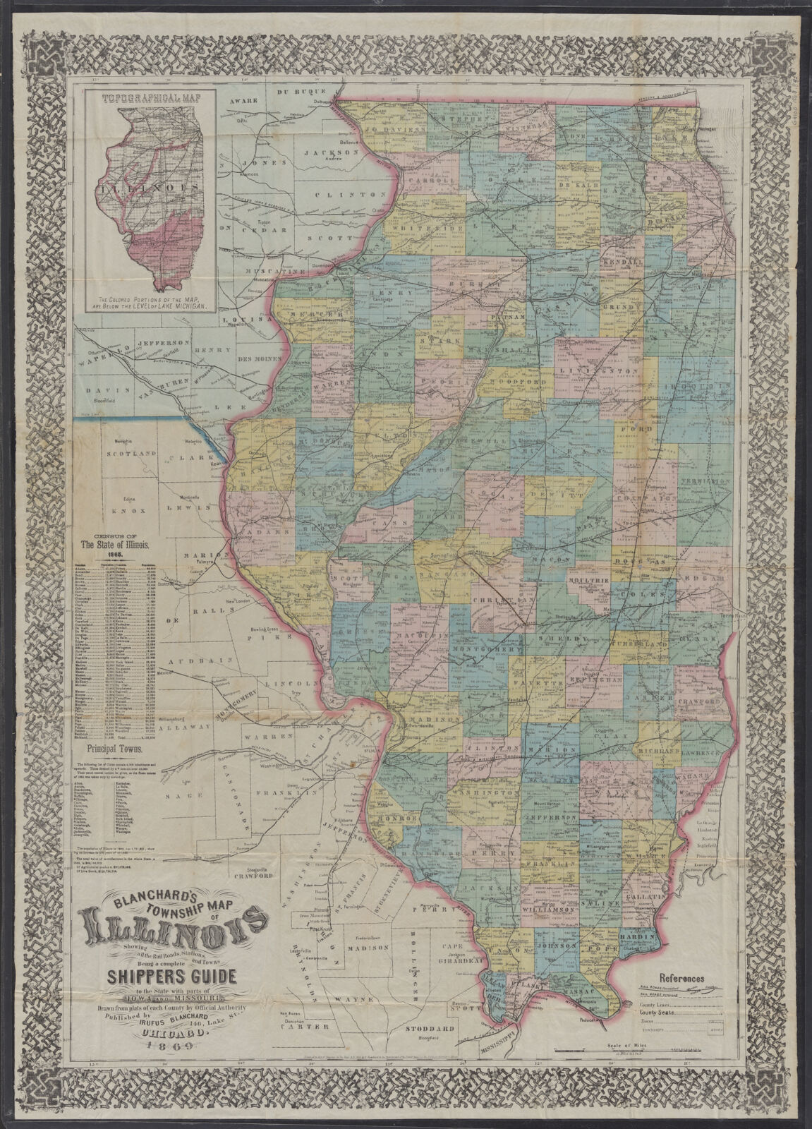 Blanchard's township map of Illinois : showing all the rail roads ...