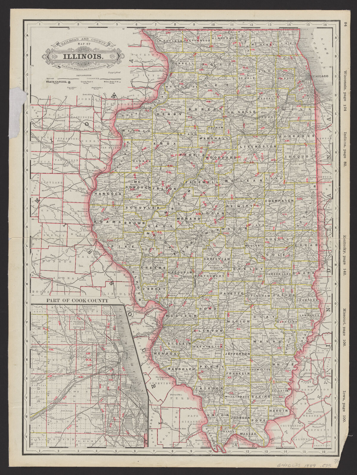 Railroad and county map of Illinois | Digital Collections at the ...