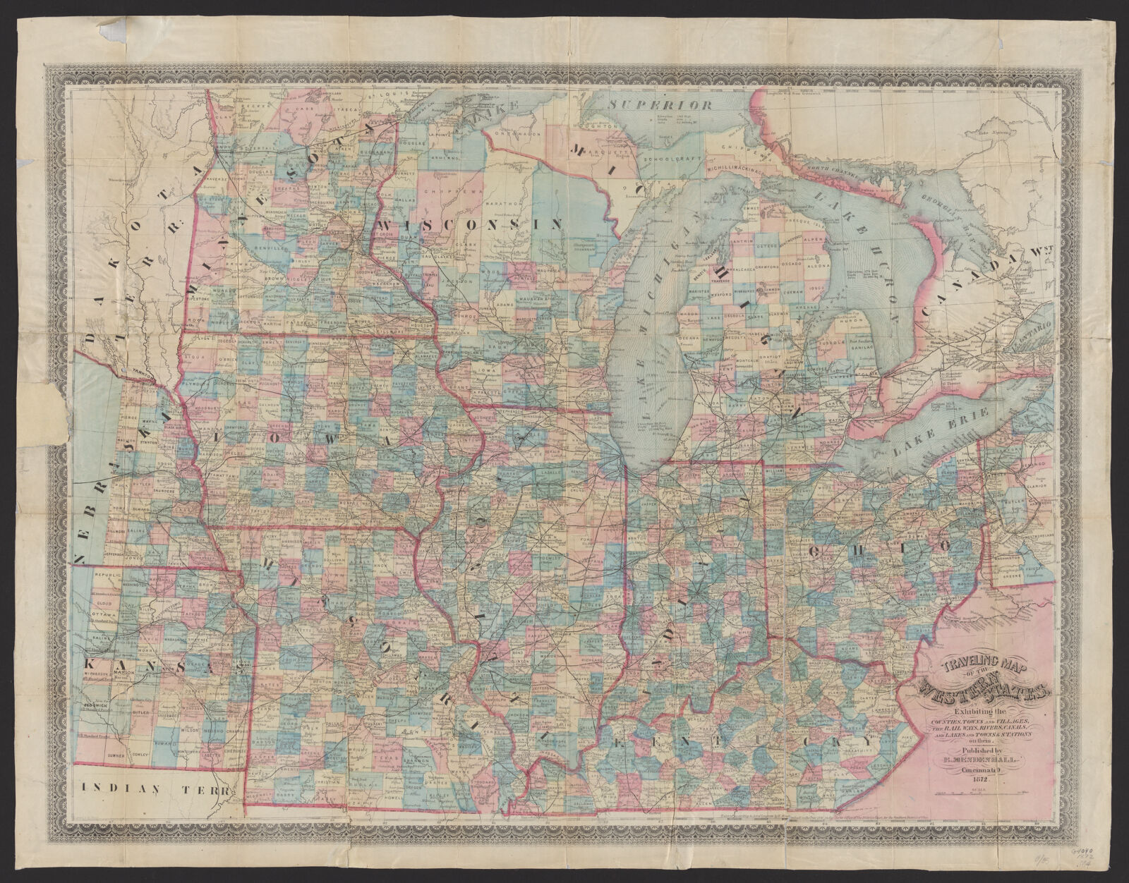 Traveling map of the western states exhibiting the counties, towns and ...