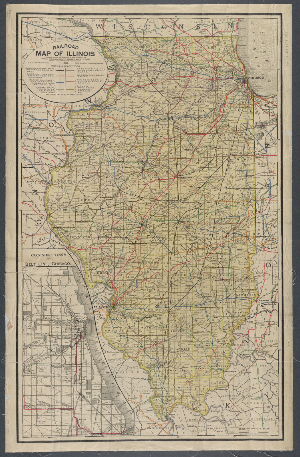 Railroad map of Illinois, 1891 / prepared under the direction of, and ...