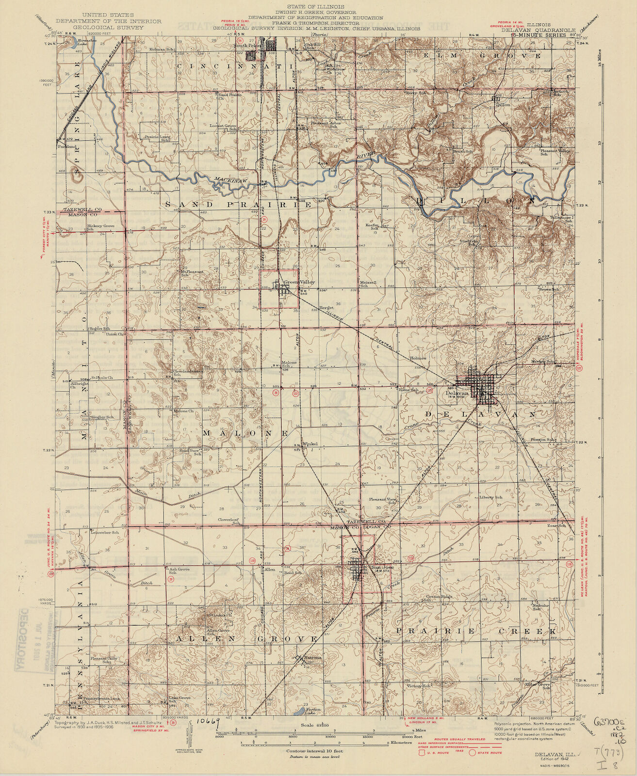 Illinois, Delavan quadrangle : 15-minute series | Digital Collections ...