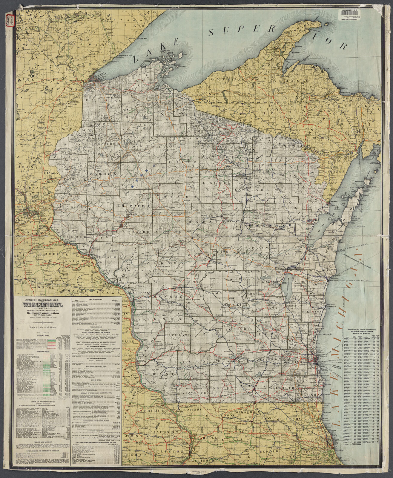 Official railroad map of Wisconsin, 1910 | Digital Collections at the ...